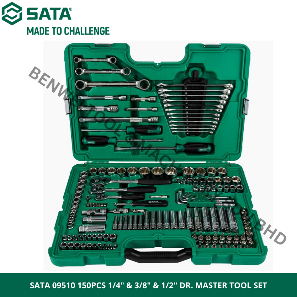 (ND) SATA 09510 150PCS 1/4" & 3/8" & 1/2" DR. MASTER TOOL SET / RATCHET ...