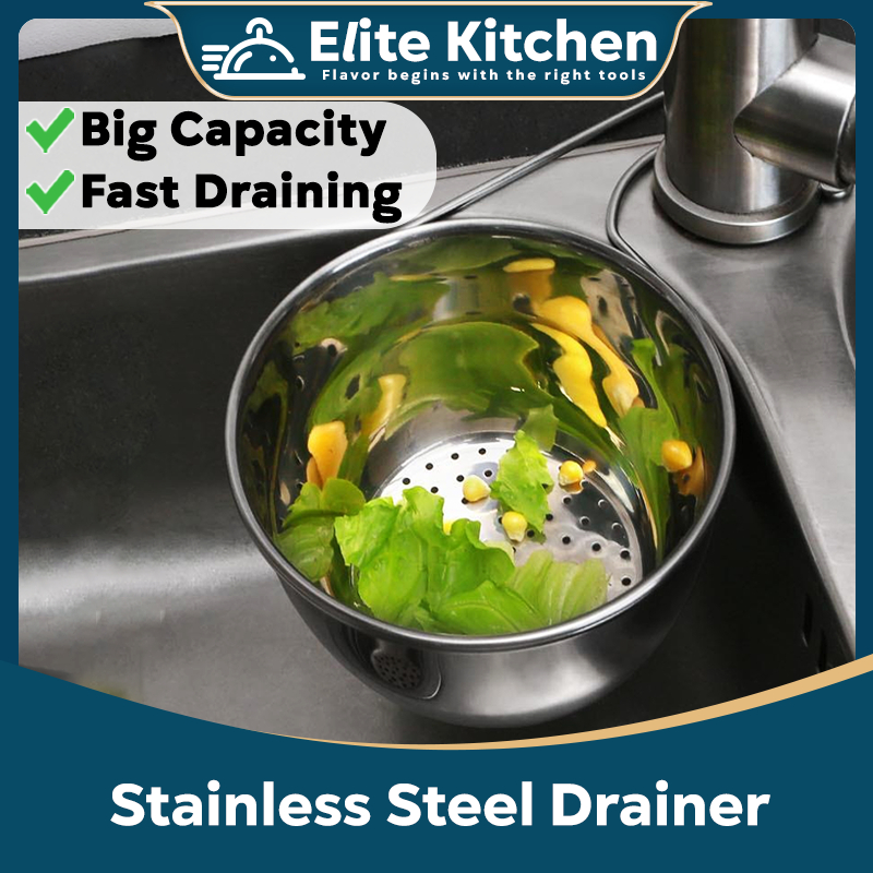 Elite Kitchen - Stainless Steel Sink Drain Basket Strainer Dish Racks ...