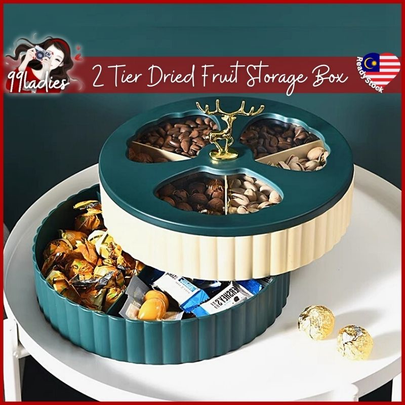 Rotatable Candy Box Cookie Storage Biscuit Nuts Snack Tray Rotating ...