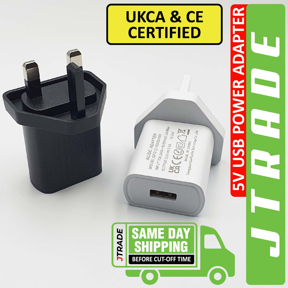 5V 2A USB Charger Power Adapter Black / White UKCA & CE Certified ...