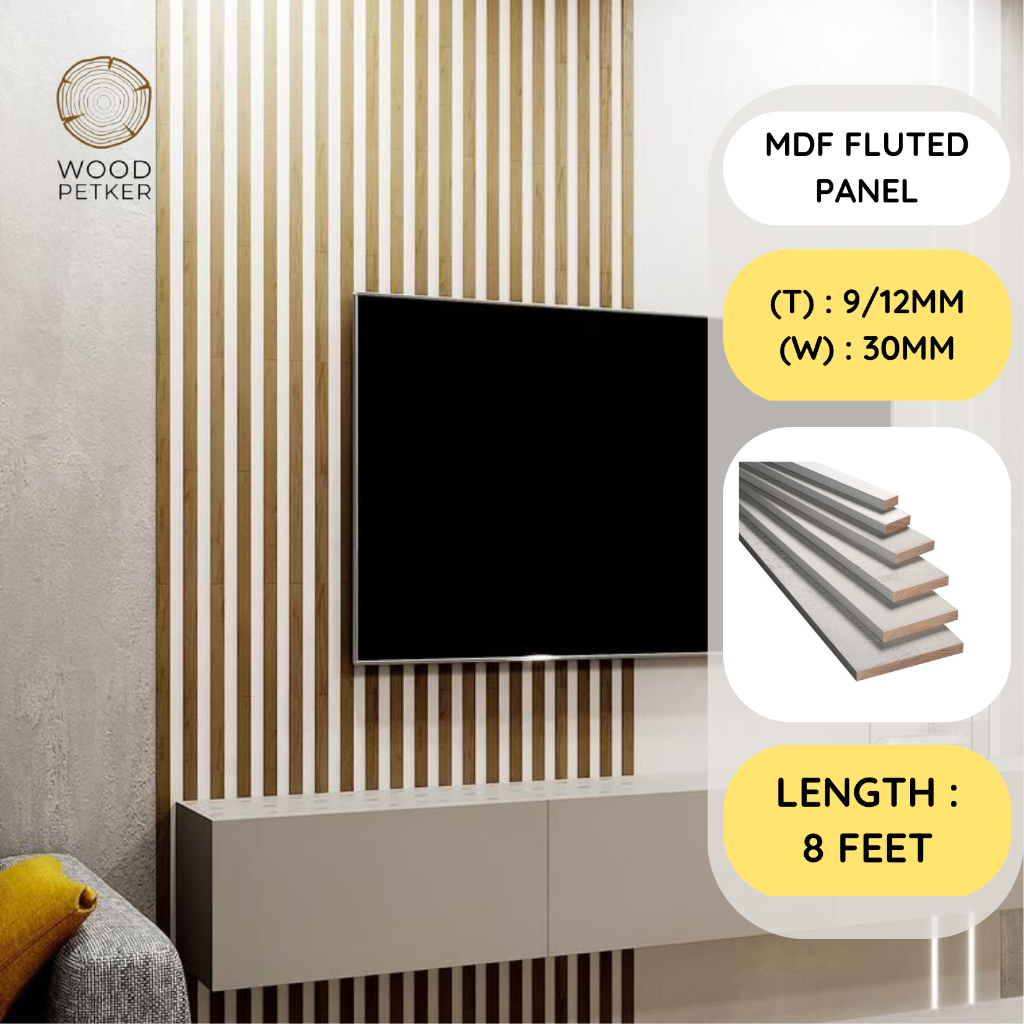 【Ready Stock】Fluted Panel 8feet length MDF fluted panel papan 9/12mm ...