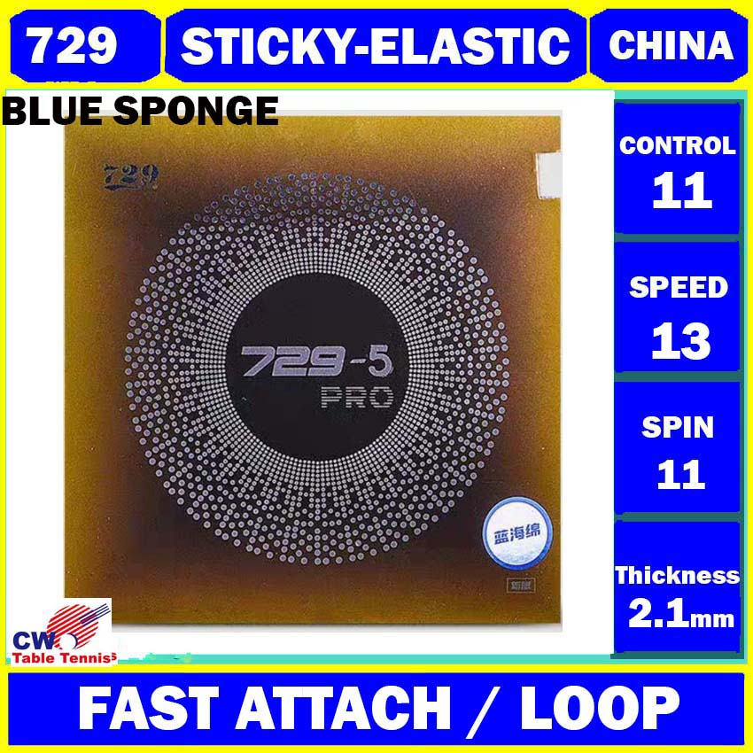 729 Friendship 729-5 PRO Blue Sponge Upgrade Sticky Elastic Rubber ...