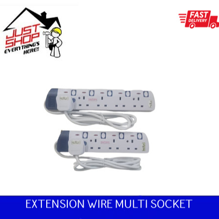 4 GANG/5 GANG 2 METERS POWER EXTENSION TRAILING SOCKET [SIRIM] | Shopee ...
