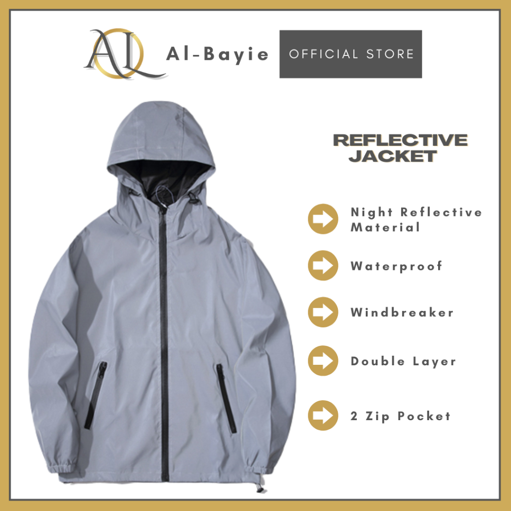 Reflective Jacket Plain Design Waterproof Windbreaker Motor Cycling ...