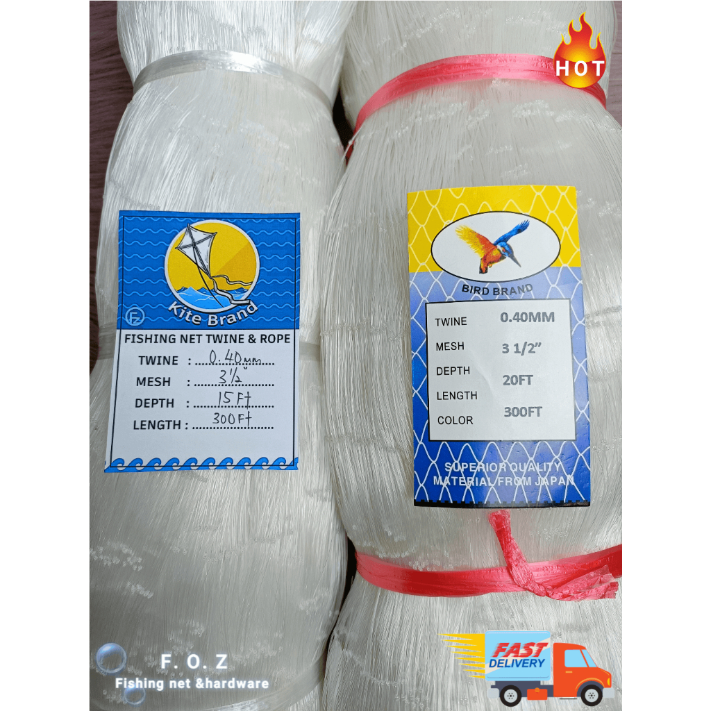Jaring Ikan 0.40mm x 3-1/2" x 15FT / 20FT x 300Ft Pukat Tangsi | Isi ...