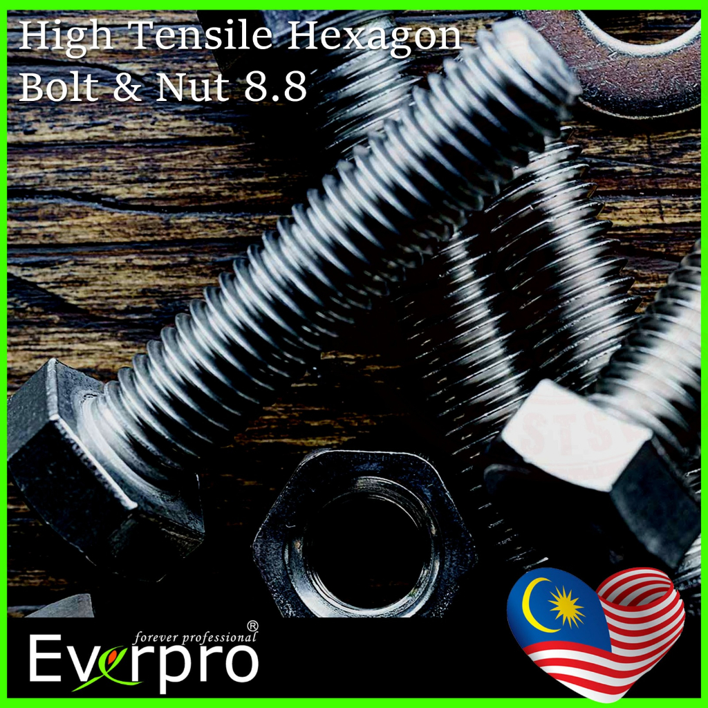 High Tensile Hexagon Bolt & Nut 8.8 M8 X 20MM | Shopee Malaysia