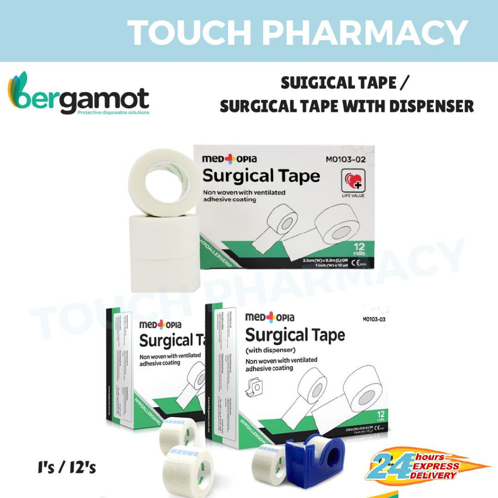 BERGAMOT M0103 Medtopia Surgical Tape (Micropore) / With Dispenser (1 ...