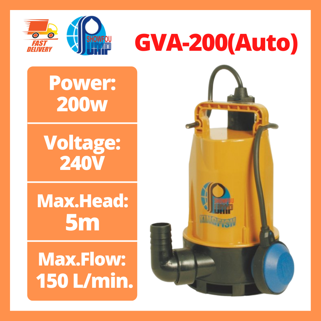 SHOWFOU GVA-200 1-1/4" 200W 240V TAIWAN "King Fish" Vortex Submersible ...