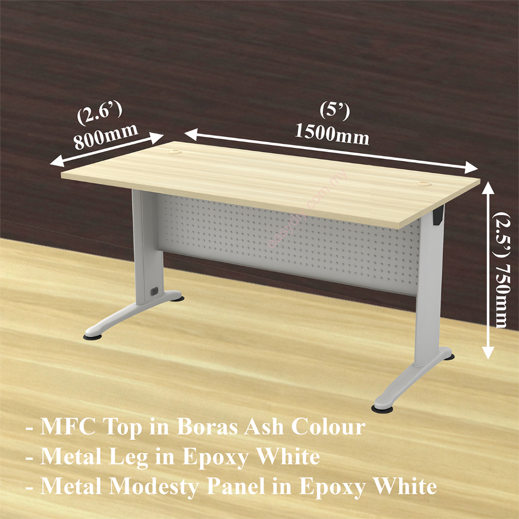 Standard Writing Table / Metal Leg Office Table / Meja Tulis Kaki Besi ...