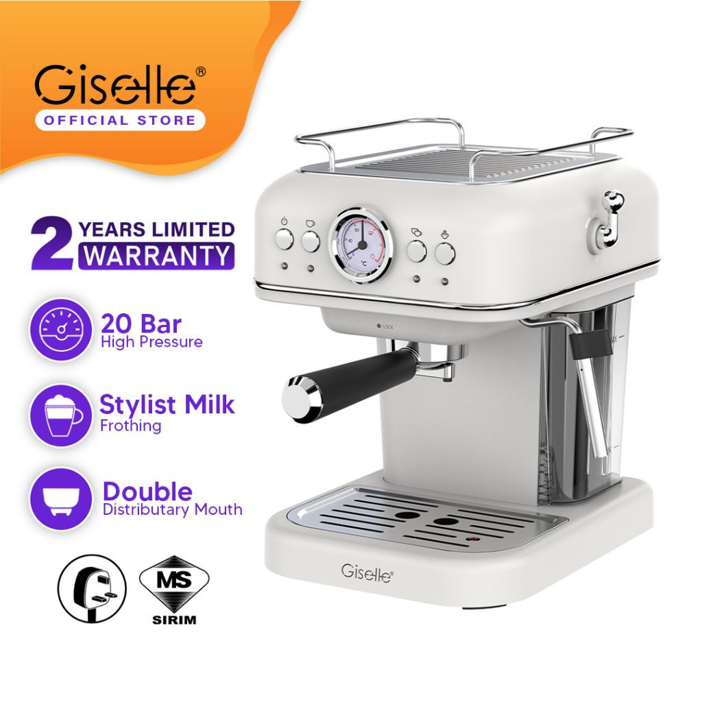 20 Bar Giselle 1.0L Espresso Automatic Retro Series Coffee Machine ...