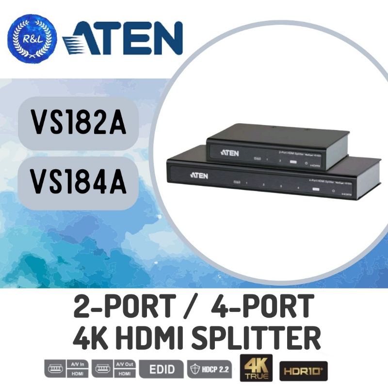 Aten VS182A 2-Port 4K HDMI Splitter ( 1 in 2 out ) / VS184A 4-Port 4K ...