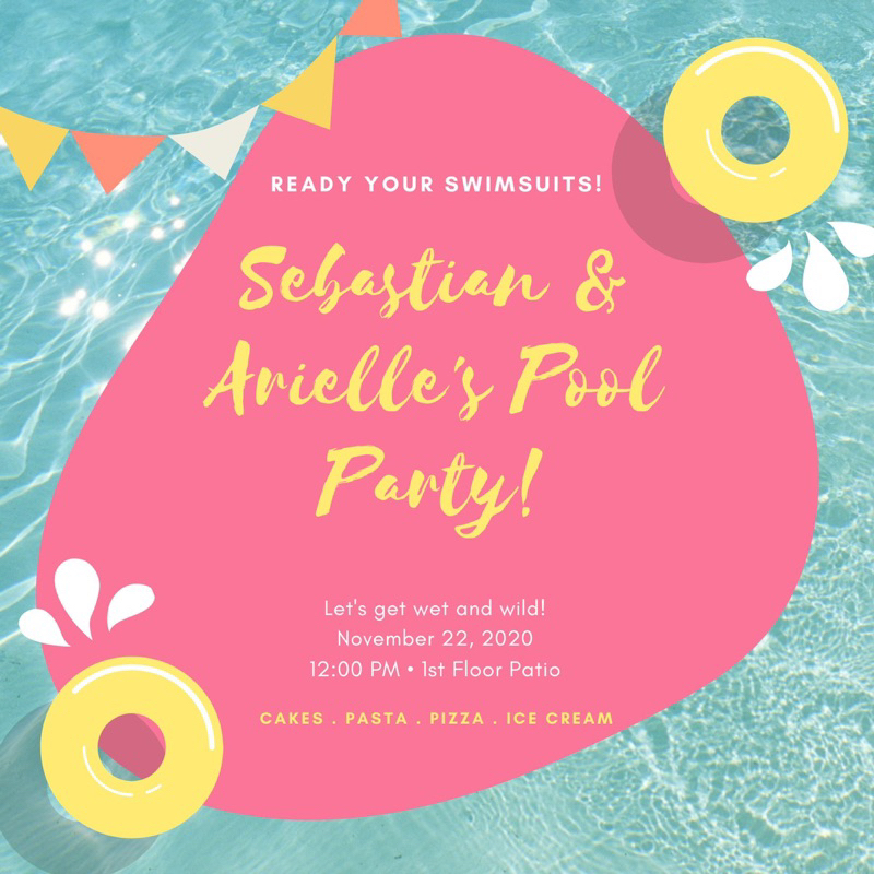 [CUSTOMIZE] Pool Theme Birthday Party Invitation Card Children Party ...