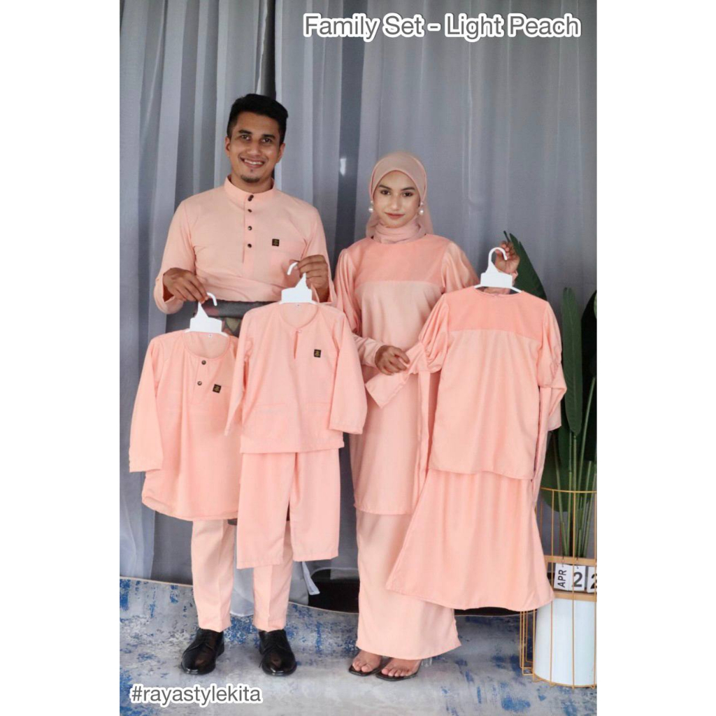 [🔥READY STOCK 🔥] SET FAMILY PEACH RAYA SEDONDON | Shopee Malaysia