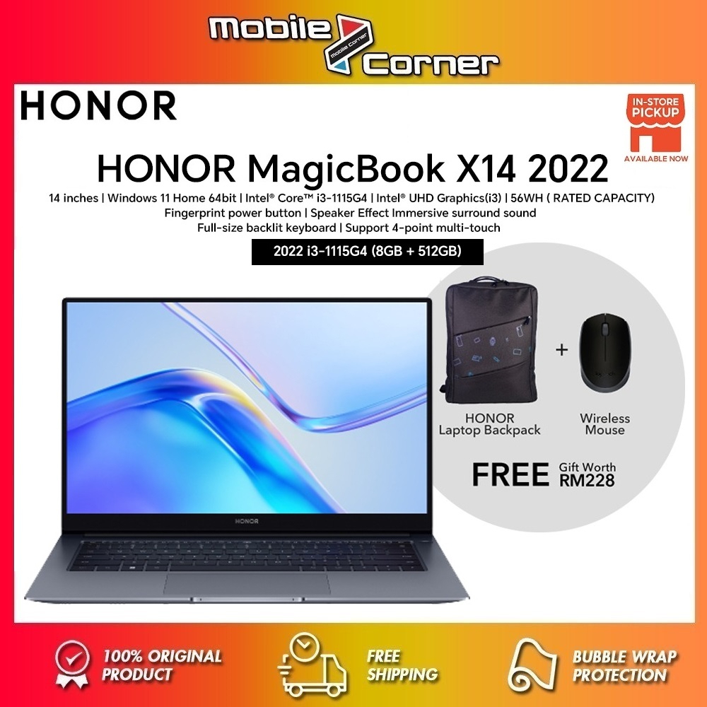 HONOR MagicBook X14 2022 i3-1115G4 (8GB RAM+512GB) - Original HONOR ...