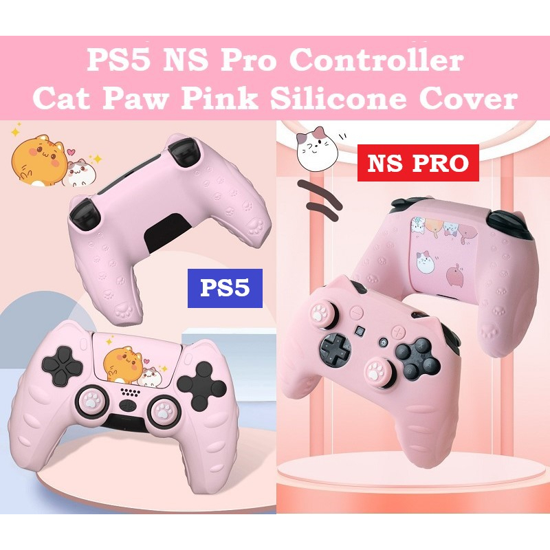 PS5 NS Pro Cat Paw Pink Soft Silicone Case Cover for Controller ...