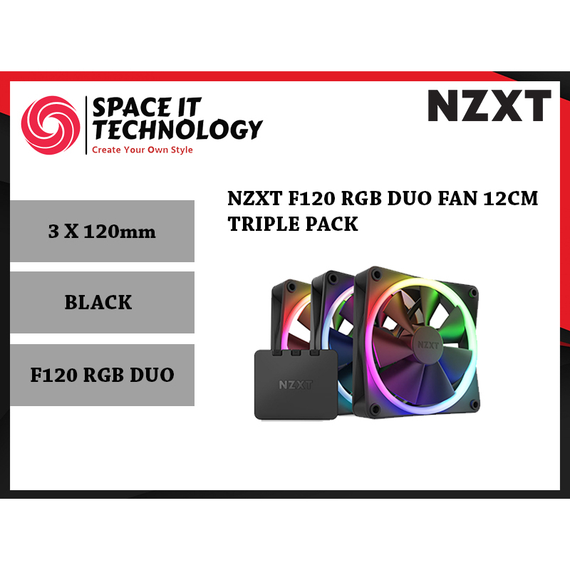 NZXT F120 RGB DUO SINGLE / TRIPLE 120mm RGB Cooling Fan CPU | Shopee ...