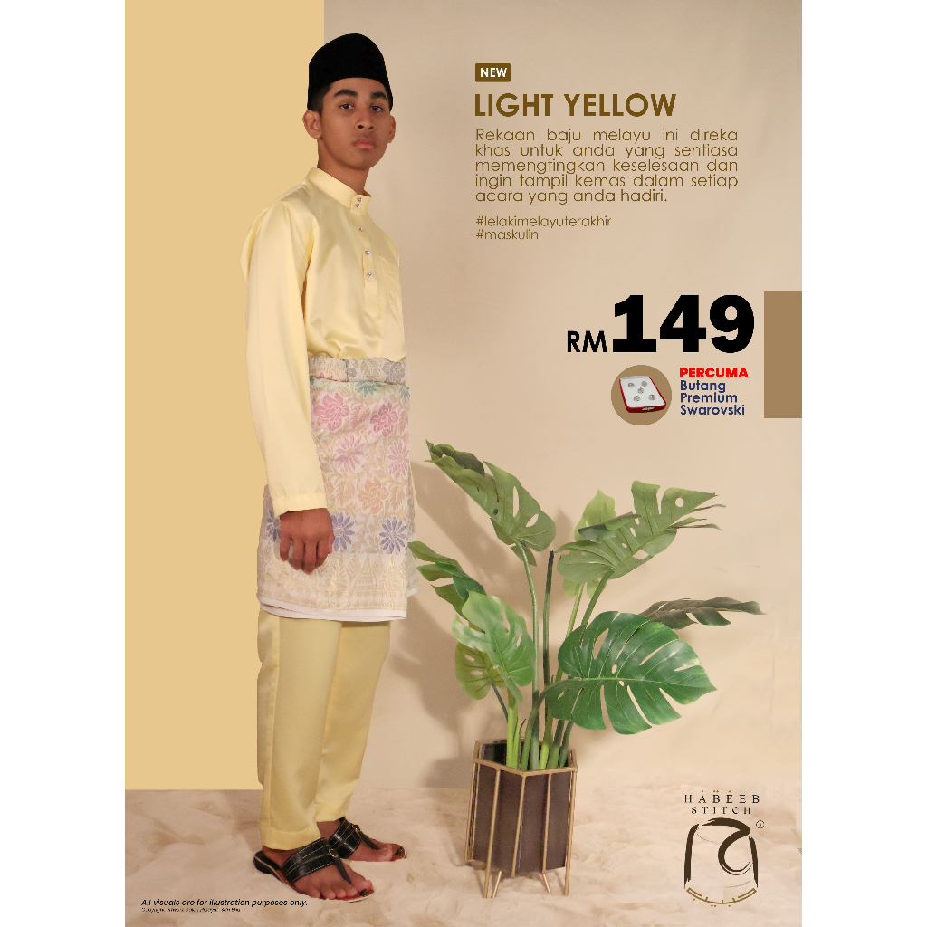 BAJU MELAYU LIGHT YELLOW : HABEEB STITCH 2023 | Shopee Malaysia