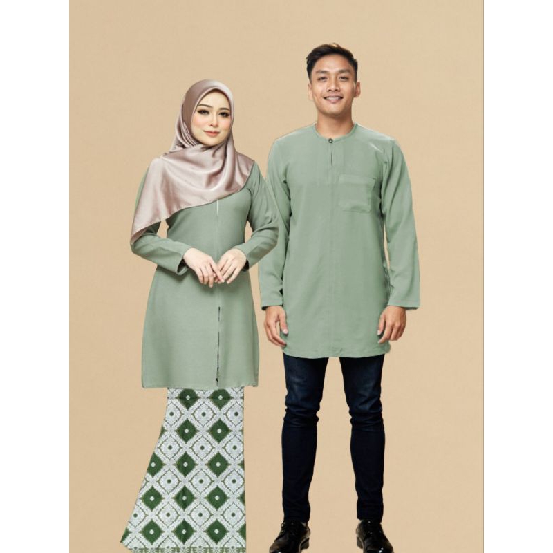 BAJU SEDONDON RAYA ,KURUNG BATIK , KURTA GREEN TEA | Shopee Malaysia