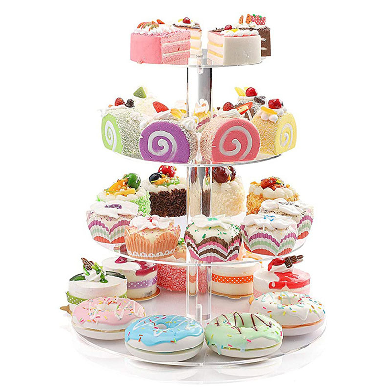 3/4/5/6 Tier Transparent Acrylic Cake Stand Wedding Round Tower Cupcake ...
