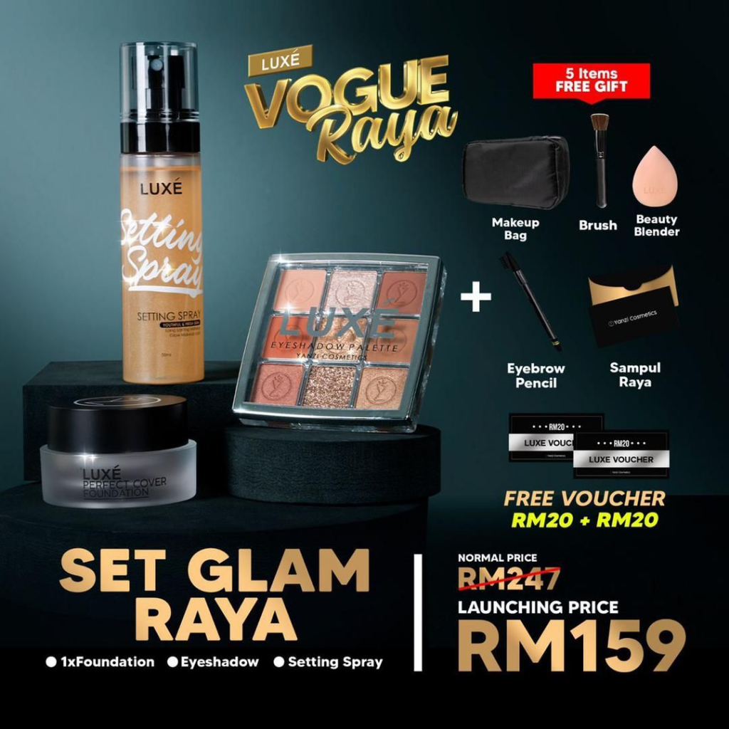 SET GLAM RAYA LUXE FOUNDATION ORIGINAL HQ ( FREEPOS + FREEGIFT + VOUCHER ) | Shopee Malaysia