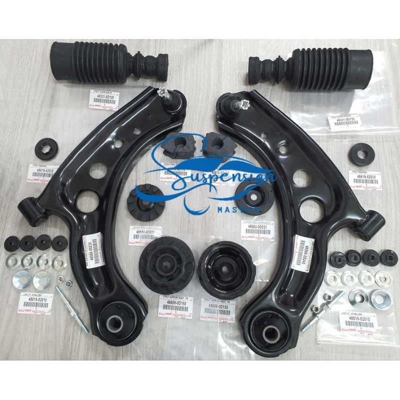 14 IN 1SET- FRONT ABSORBER MOUNTING/BEARING/DAMPER STRUT/COVER/LINK/ARM ...