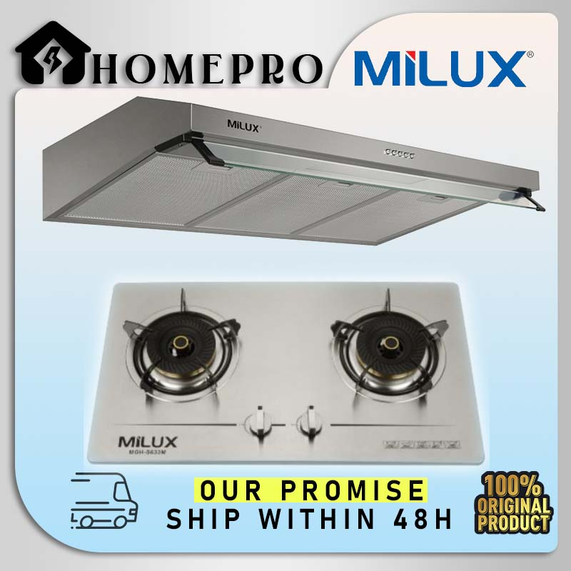 MILUX MHS-S430 SLIM HOOD + MILUX MGH-S633M STAINLESS STEEL PREMIUM ...