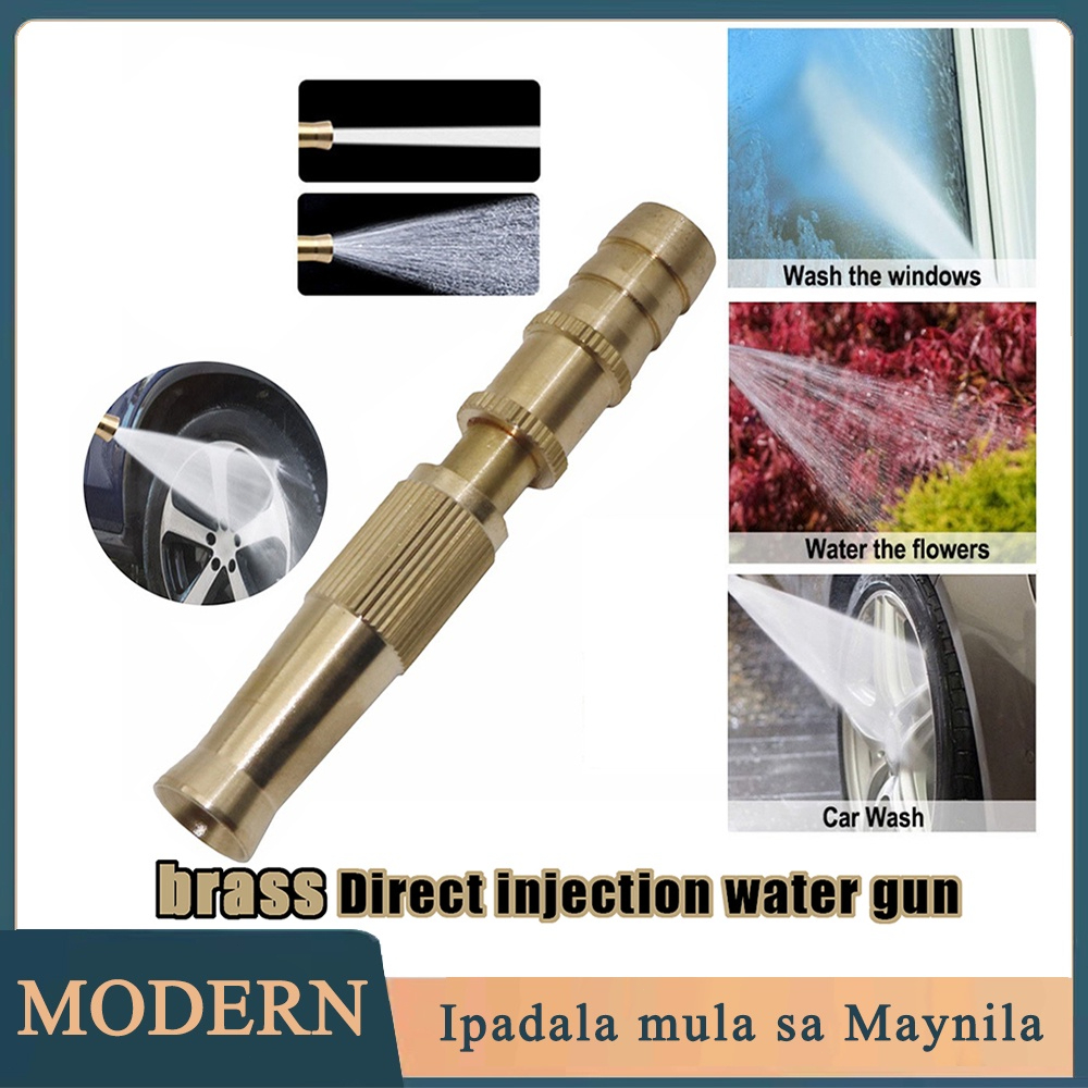 Brass Hose Nozzle High Pressure Adjustable Twist Host Garden Hose Water ...