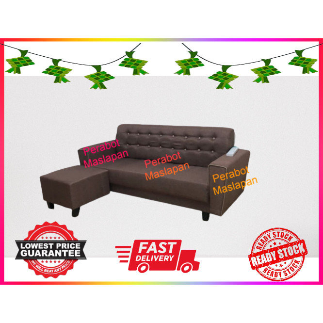 Special FREE 1 STOOL Velvet Sofa Baldu / Fabric Sofa / PVC Sofa 3 ...