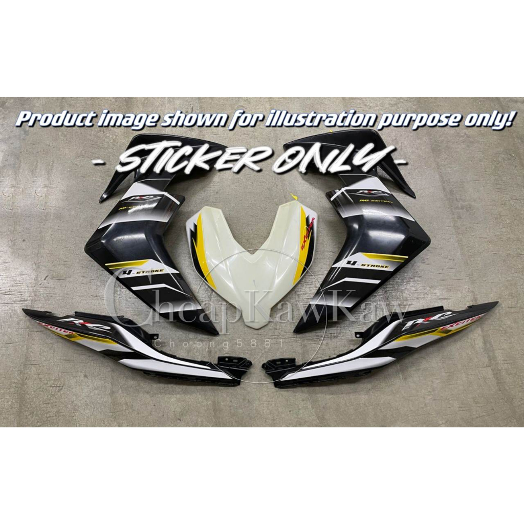 Y16 Y16ZR Custom Exciter RC ( 70 ) Body Cover Set Stripe Sticker White ...