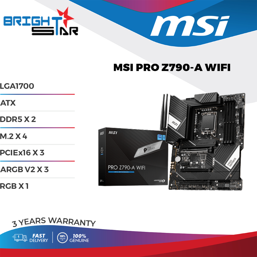 MOTHERBOARD MSI PRO Z790-A WIFI LGA1700 / ATX / DDR5 x 4 / M.2 x 4 ...