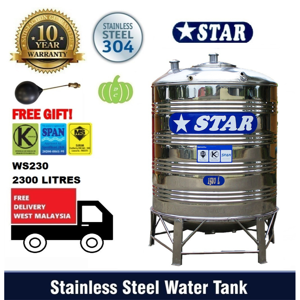 Star 304 Stainless Steel Water Tank With Stand(70 - 2300 Litres ...