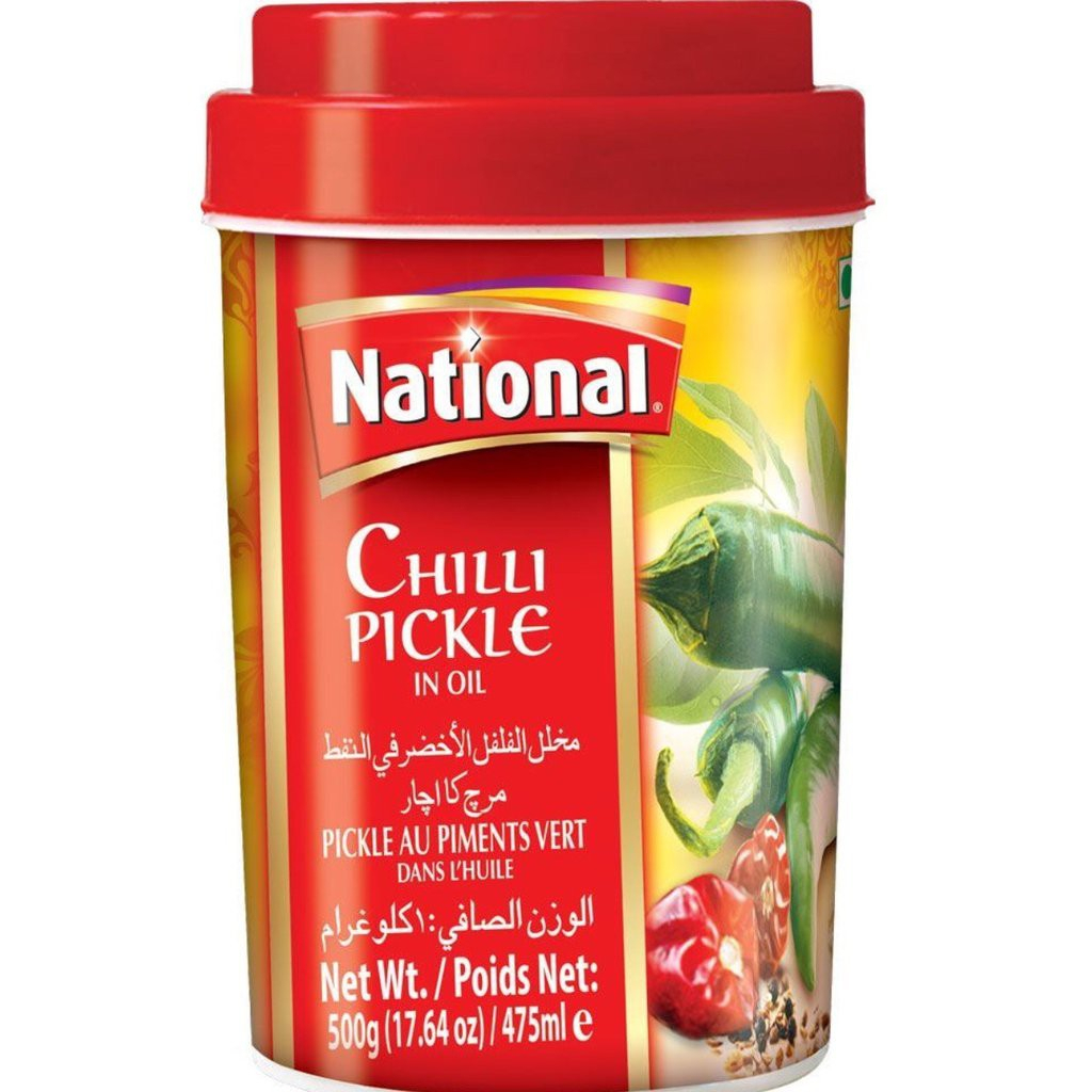 National Achar Fresh Green Chilli Pickel in Mustard Oil 500g (Assorted ...