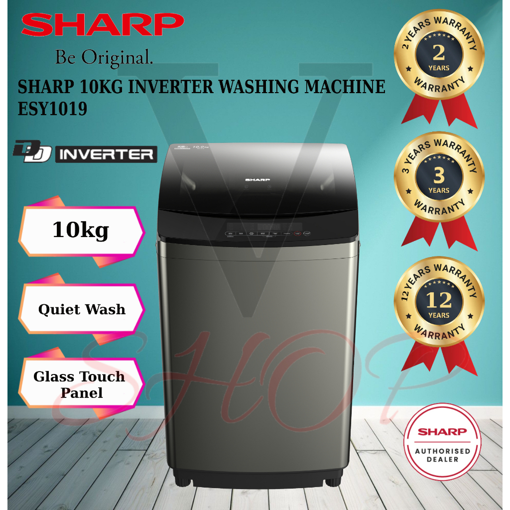 SHARP 10KG FULLY AUTO DD INVERTER TOP LOADING WASHING MACHINE ESY1019 ...