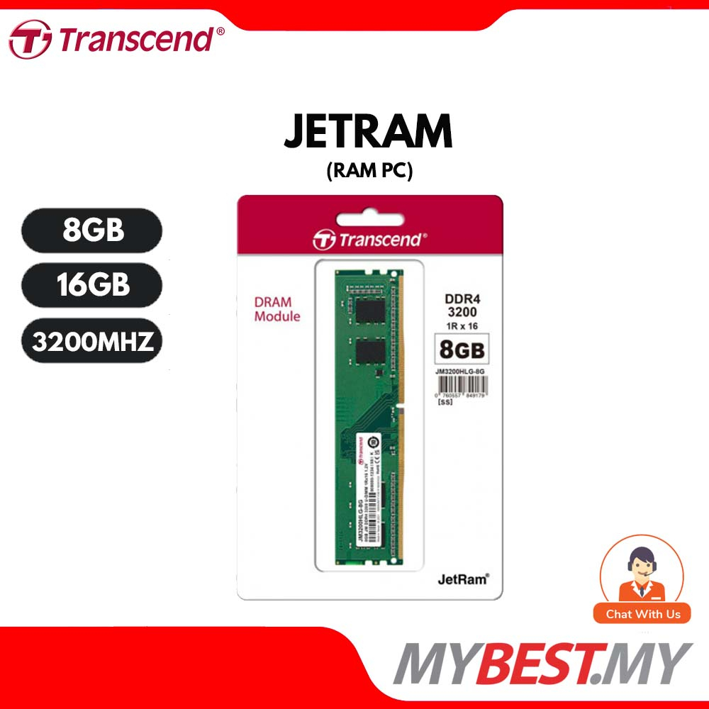 TRANSCEND Jetram DDR4 3200MHz Notebook Ram - (8GB / 16GB ) (JM3200HS ...