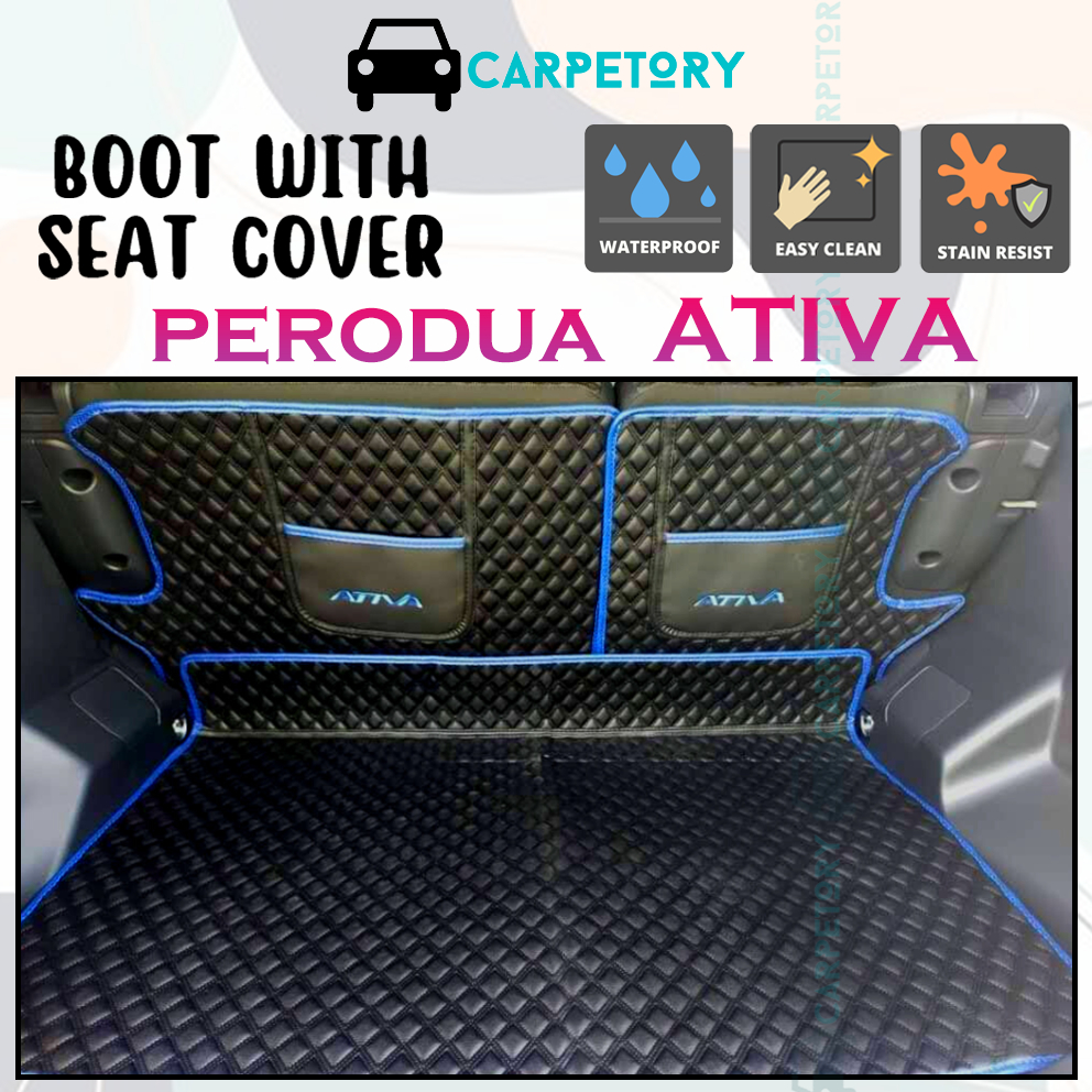 Perodua Ativa D55L Car Boot Liner with Seat Cover Cargo Boot Mat Carpet ...