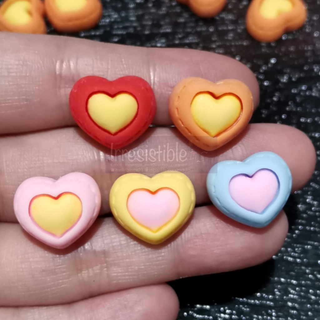 10pcs Double MINI Hearts Handmade DIY MINI Charms Resin Charms | 🌸READY ...