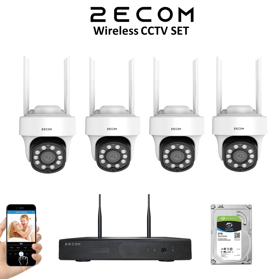 2ECOM 3mp 5mp PTZ eyeball rotate 360 degree wifi cctv kit wireless cctv ...