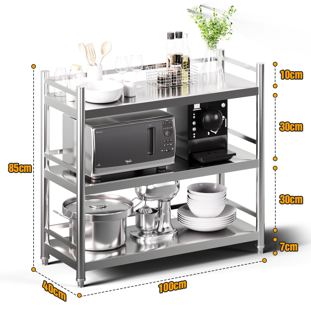Rak Dapur Gas Stainless Steel 2 Tier Kitchen Stove Rack with Fence Meja ...
