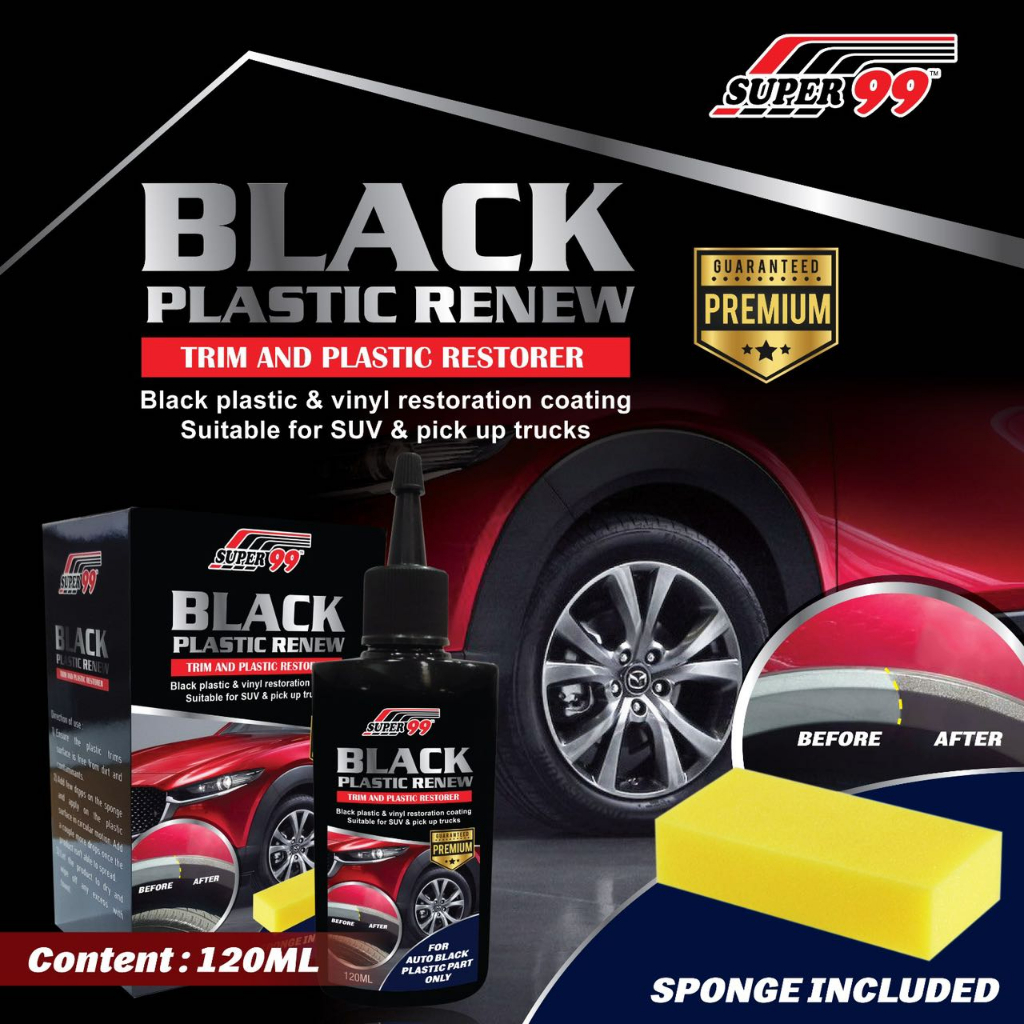SUPER 99 BLACK PLASTIC RENEW TRIM & PLASTIC RESTORER VINYL RESTORATION ...