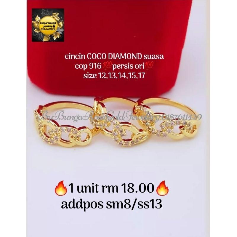 🔥Cincin COCO/LIPAN DIAMOND Suasa Cop 916🔥💯persis ori💯 | Shopee Malaysia