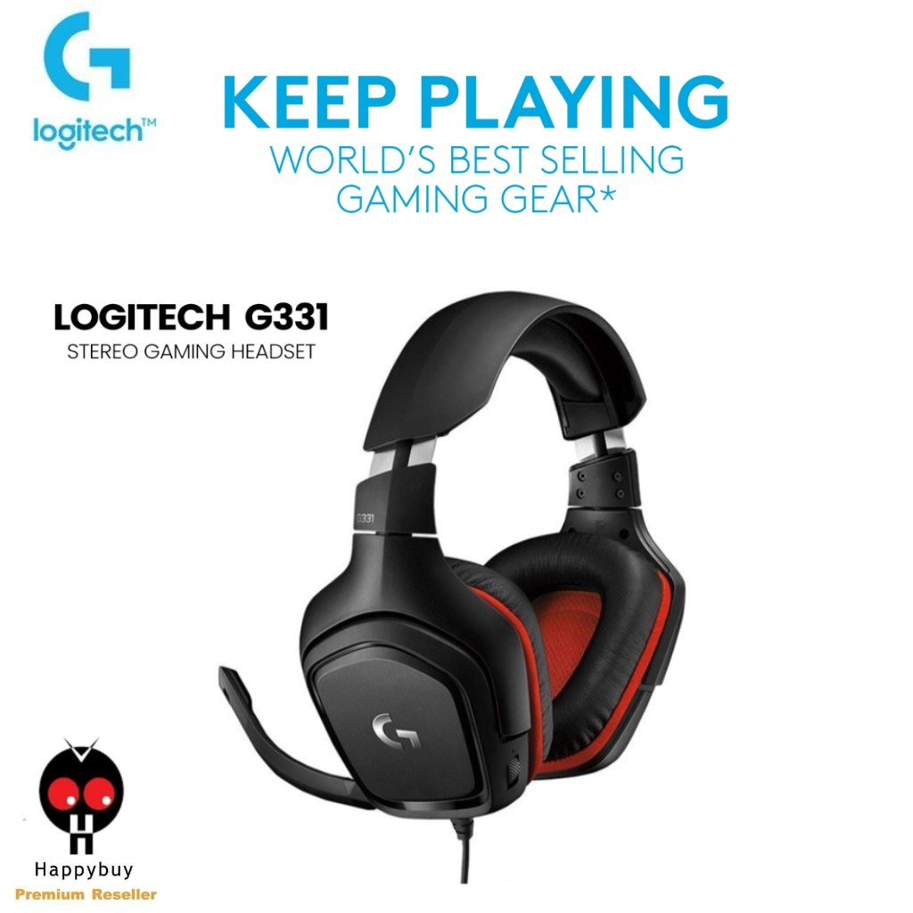Logitech G331 Wired Gaming Headset/50 mm Audio Drivers/Rotating Leatherette Ear Cups/3.5 mm ...