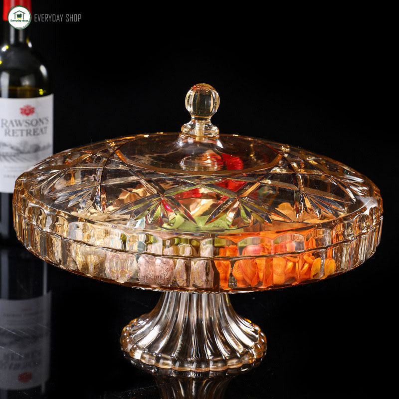 Round Candy Snack Tray with Lid Fruit Picnic Food Dishes Pastry Box ...