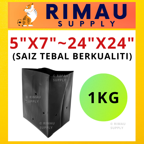 1KG Polybag UV Black Thick Polibag Hitam Tebal Nursery Plant Plastic ...