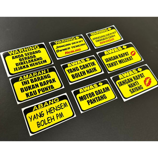 AWAS/AMARAN/WARNING Motor Sticker/Sticker Kereta Sticker Die Cut ...