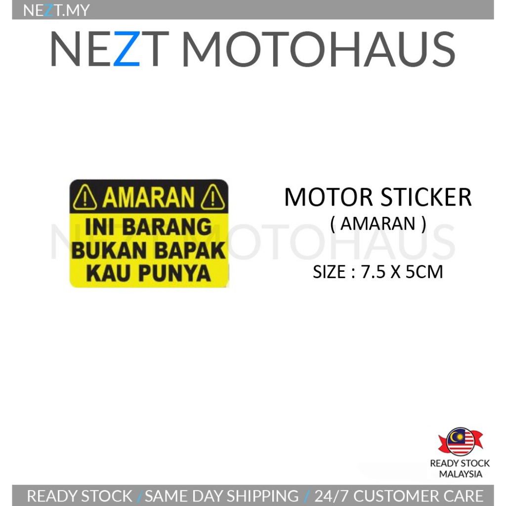 STICKER WARNING AMARAN INI BARANG / INI HELMET BUKAN BAPAK KAU PUNYA ...