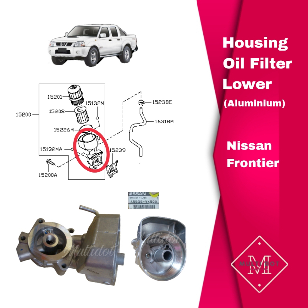Nissan Frontier D22 Oil Filter Housing Lower Bracket Base (Aluminium ...