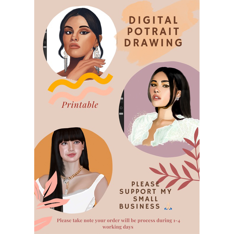 DIGITAL POTRAIT DRAWING⚠️ PRINTABLE 📌 | Shopee Malaysia