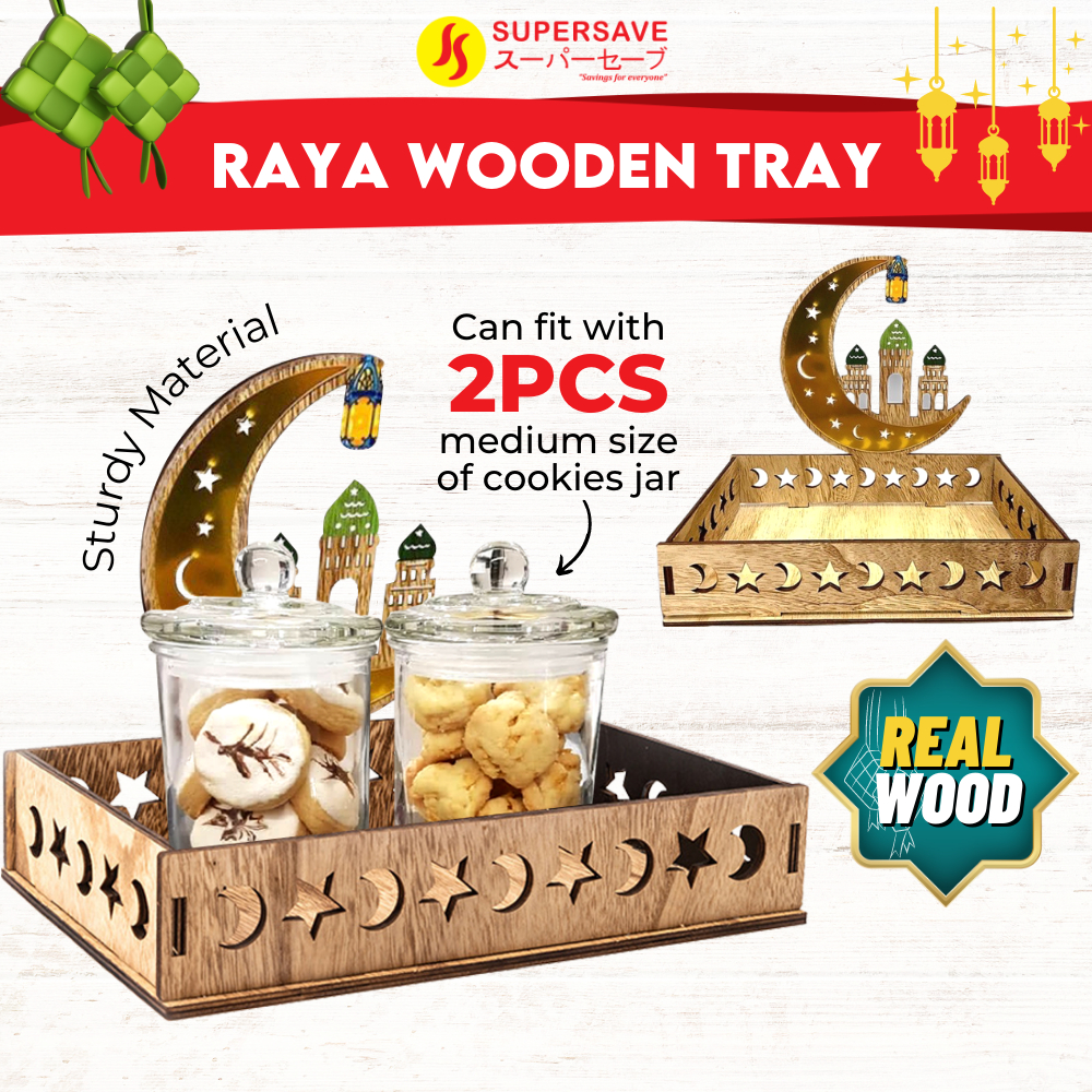 SUPERSAVE Hari Raya Wooden Serving Tray Ramadhan Dessert Pastry Trays ...