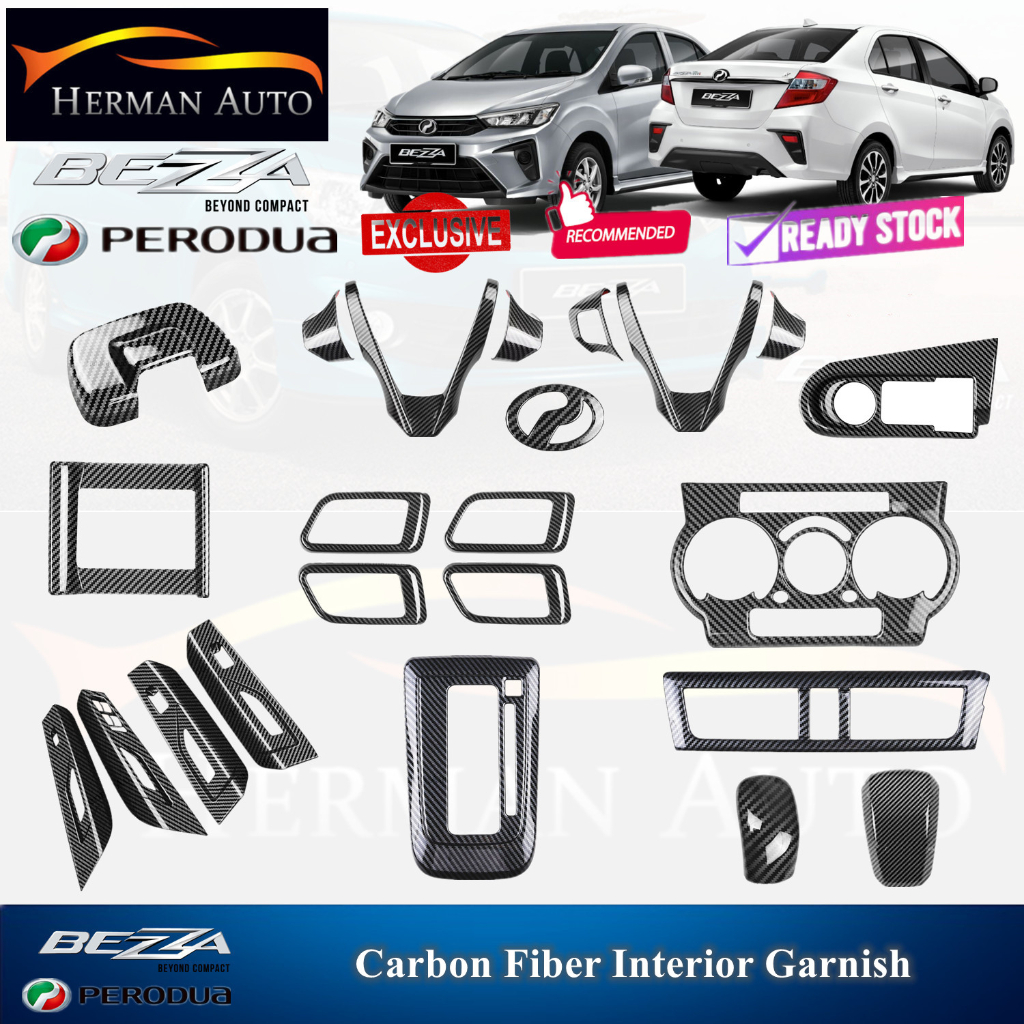 HermanAuto Perodua Bezza Carbon Fiber Steering Wheel Logo Emblem Frame ...