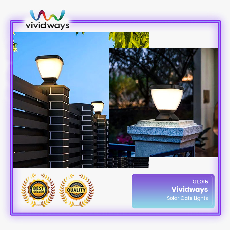 K2 VIVIDWAYS SOLAR GATE LIGHT GL016 3000K 6000K LAMPU PAGAR SOLAR ...